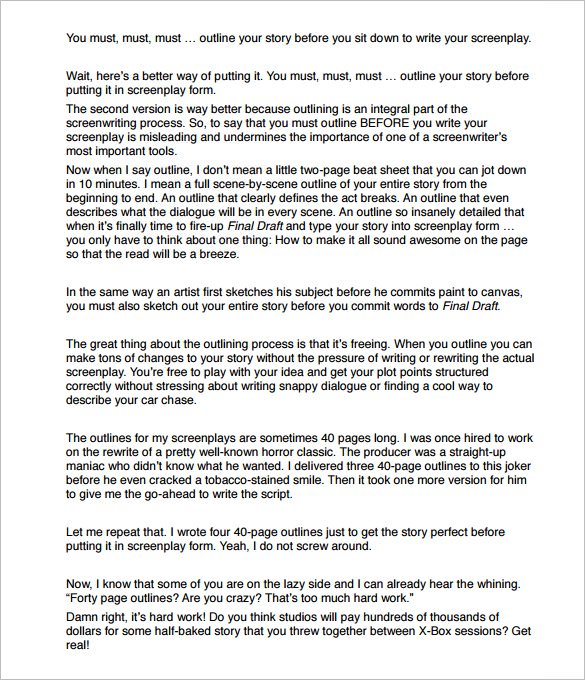 7+ Screenplay Outline Templates - DOC, Excel, PDF