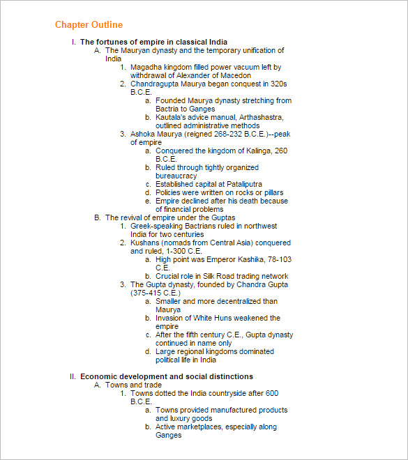 6 Chapter Outline Templates Word PDF