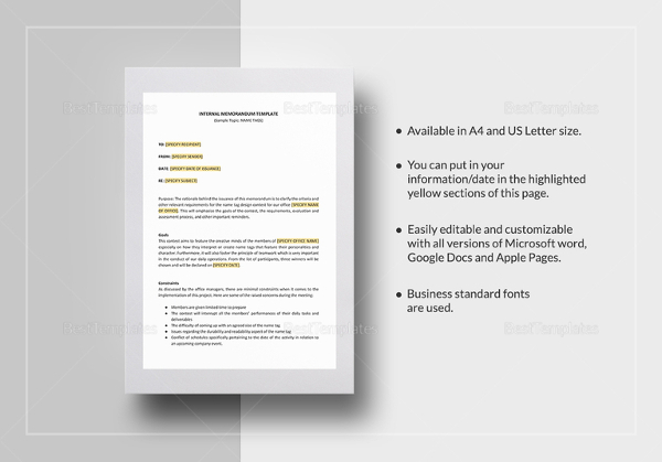 Internal Memo Template - 23+ Word, PDF, Google Docs Documents Download