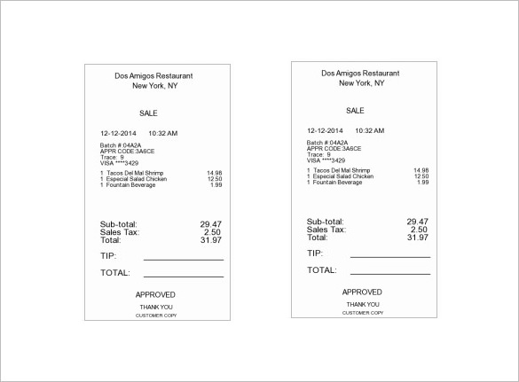 18+ Restaurant Receipt Templates - DOC, PDF