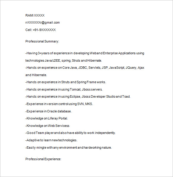 Java Developer Resume Template - 17+ Samples, Examples, Format Download!