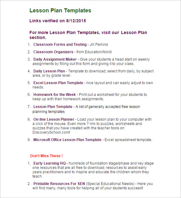 Lesson Plan Outline Template - 10+ Free Free Word, PDF Format Download!