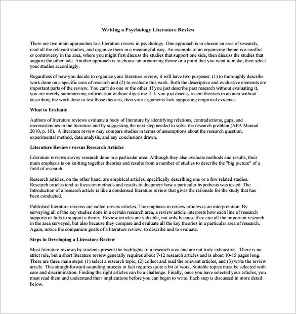 Sample Literature Review Paper In Apa Format Thesistemplate web fc2