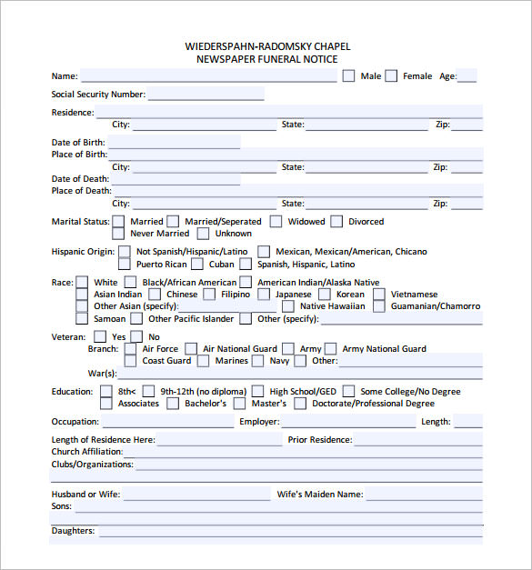 Funeral Notice Template - 12+ Free Word, Excel, PDF, PSD Format ...