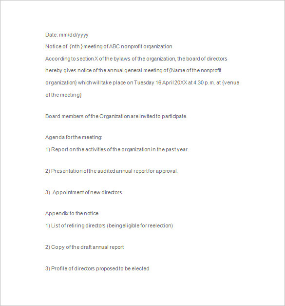 38+ Notice of Meeting Templates - PDF, Google Docs, MS Word, Apple Pages