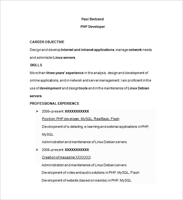 24+ PHP Developer Resume Templates - DOC, PDF
