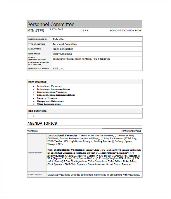 11+ Committee Meeting Minutes Templates - DOC, PDF