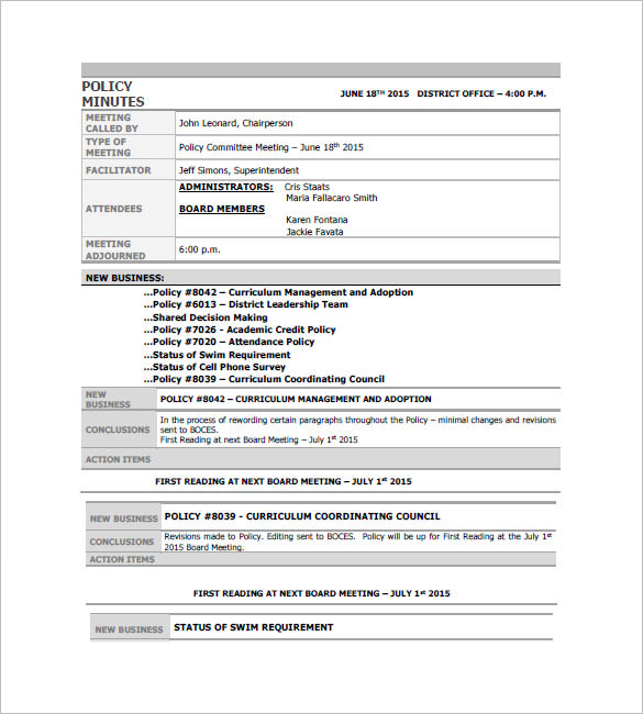 Committee Meeting Minutes Template - 14+ Free Word, PDF Download