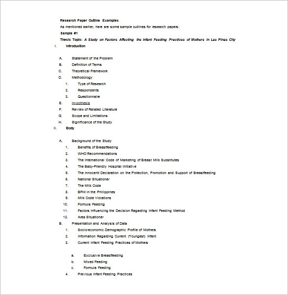 8+ Research Outline Templates - PDF, DOC