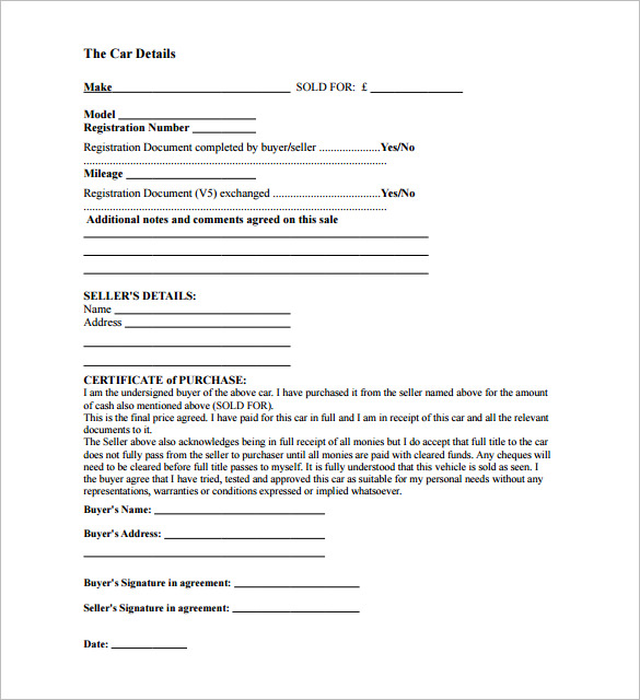 Car Sale Receipt Template Pdf Uk Latest Receipt Forms