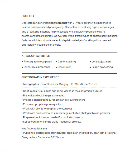 22+ Photographer Resume Templates - DOC, PDF