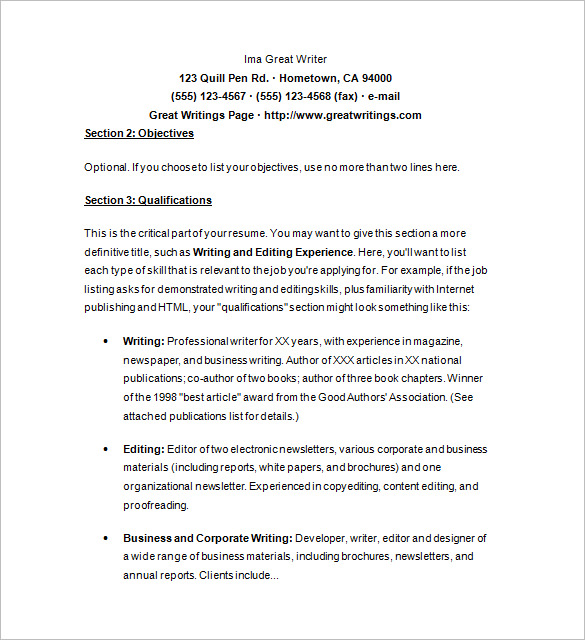 23+ Writer Resume Templates - DOC, PDF