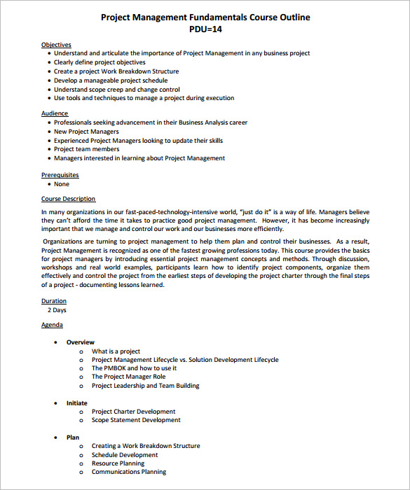 14 Training Course Outline Template DOC PDF 14 Training Course Outline Template DOC PDF