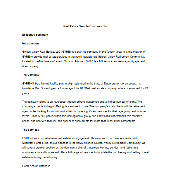 Real Estate Business Plan Template - 22+ Free Word, Excel, PDF Format ...