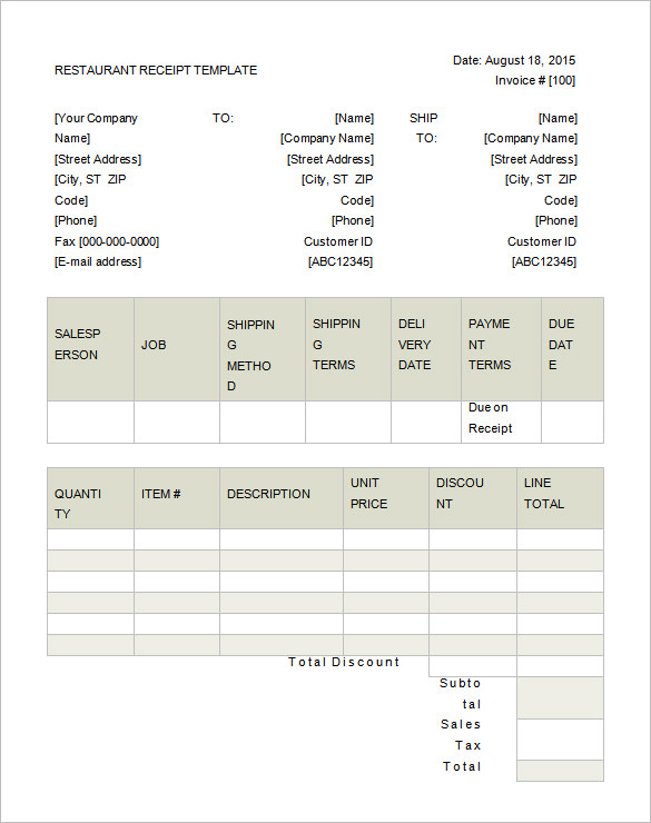 15+ Restaurant Receipt Templates - DOC, PDF