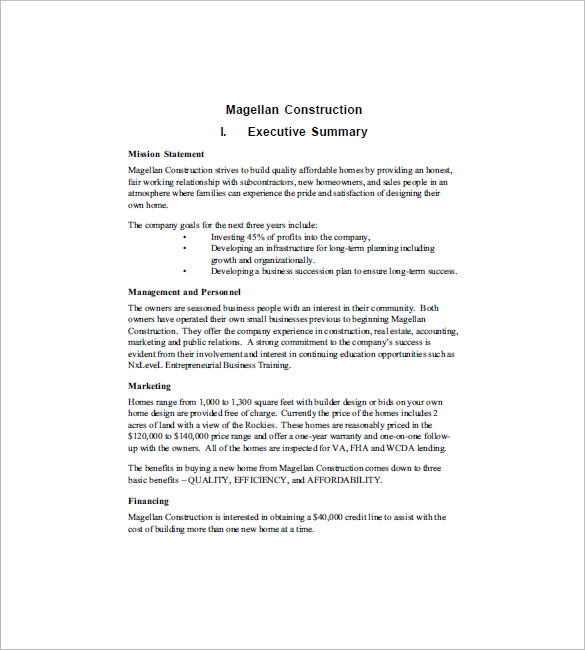 Free Construction Company Business Plan Template Get What You Need 