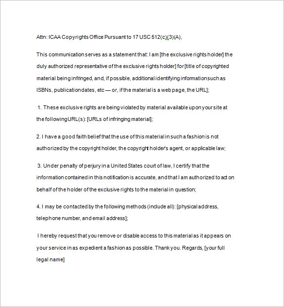 12+ DMCA Notice Templates - DOC