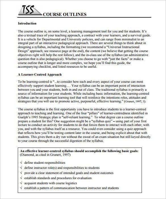 Training Course Outline Template 11 Free Sample Example Format Download 