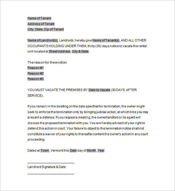 28 Free Eviction Letter Samples Letter Of Confession