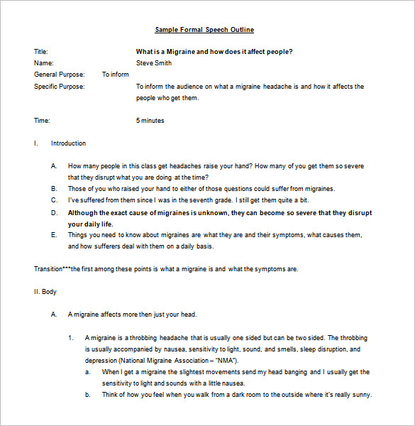 Speech Outline Template 8 Free Sample Example Format Download 