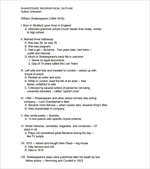 Autobiography Outline Template For Middle School HQ Template Documents
