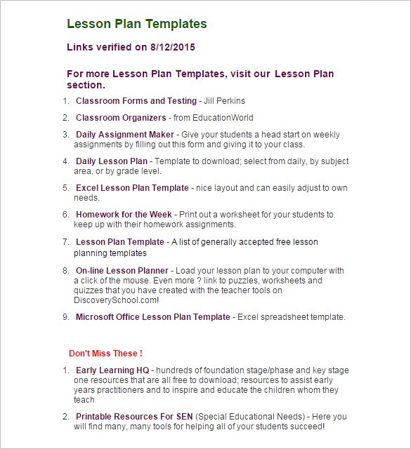 9 Lesson Plan Outline Templates DOC PDF