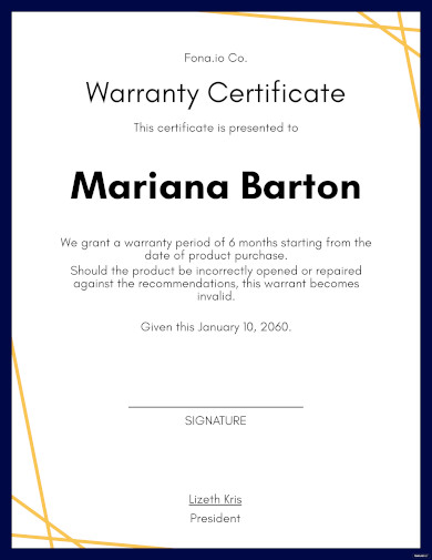 Warranty Certificate Template - 24+ Word, PDF Documents Download
