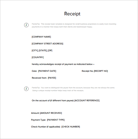 Receipt Book Template - 20+ Word, Excel, PDF Format Download