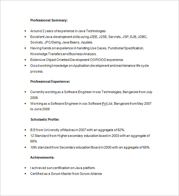 Java Developer Resume Template - 17+ Samples, Examples, Format Download!