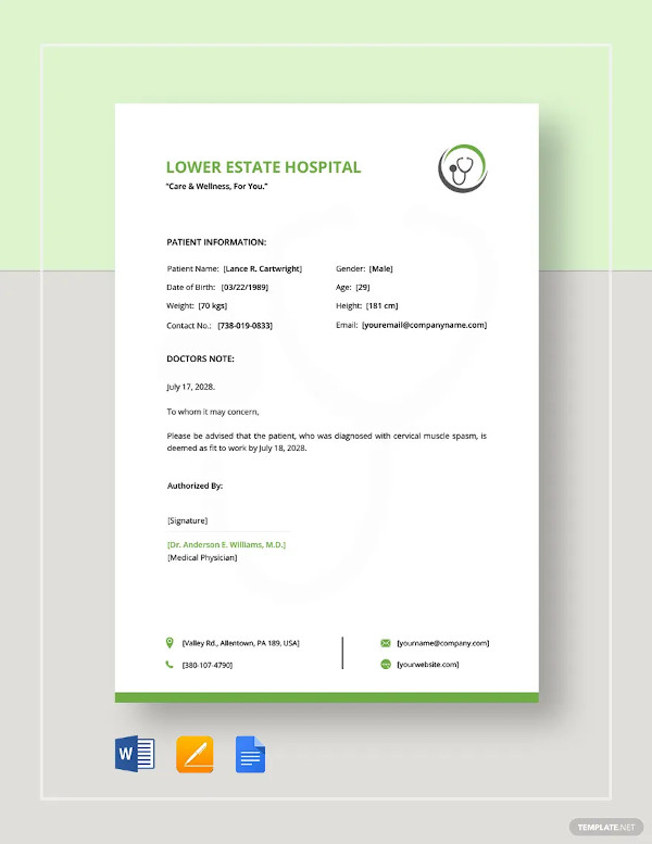 Doctors Note Template – 14+ Free Word, Excel, PDF Format Download!