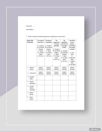 Food Survey Template - 11+ Word, PDF Documents Download