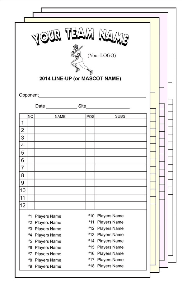 Printable Lineup Cards For Baseball
