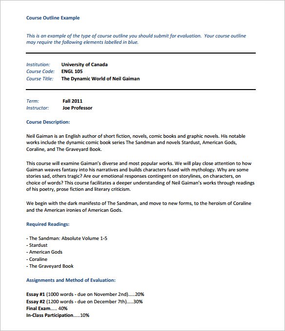 Training Course Outline Template - 11+ Free Sample, Example, Format ...