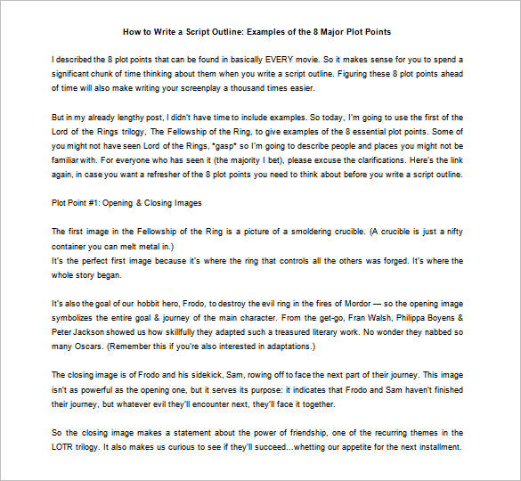 Script Outline Template 6 Free Word Excel PDF Format Download 