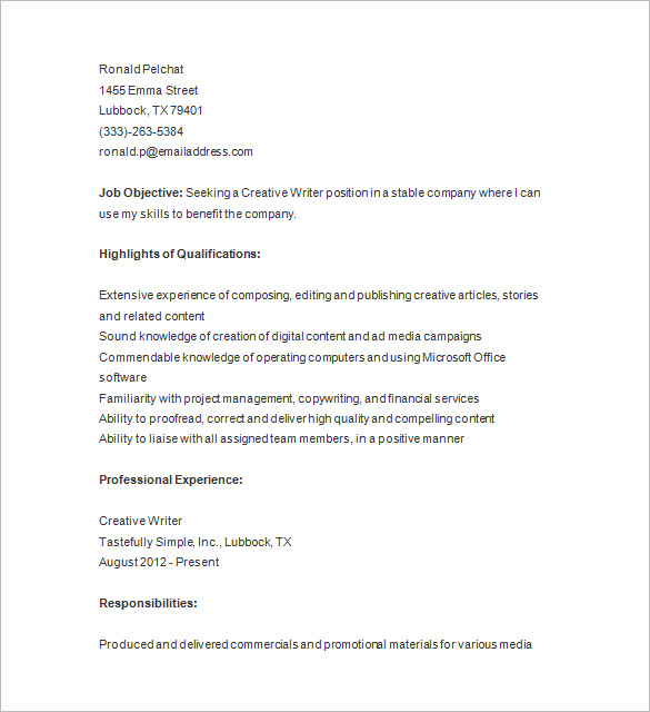 23+ Writer Resume Templates - DOC, PDF