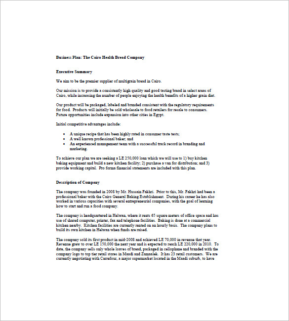 Bakery Business Plan Template - 23+ Word, Excel, PDF Format Download
