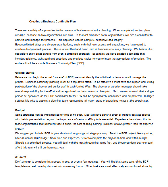 Business Continuity Plan Template - 29+ Free Word, Excel, PDF Format ...