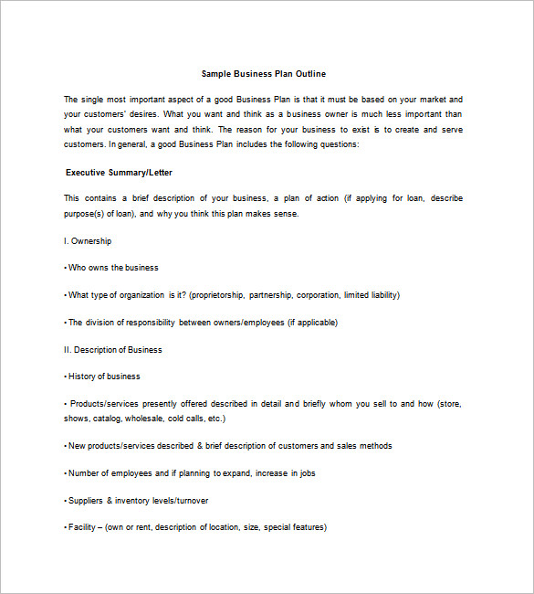 Business Plan Outline Template 23 Free Sample Example Format Download