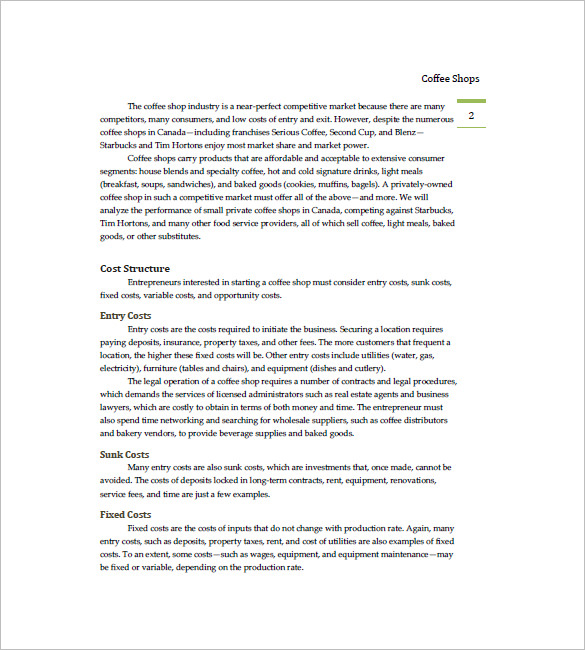 Sample Coffee Shop Business Plan Coffee Shop Business Plan Template 