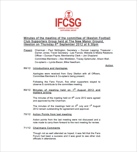17+ Club Meeting Minutes Templates - DOC, Excel, PDF