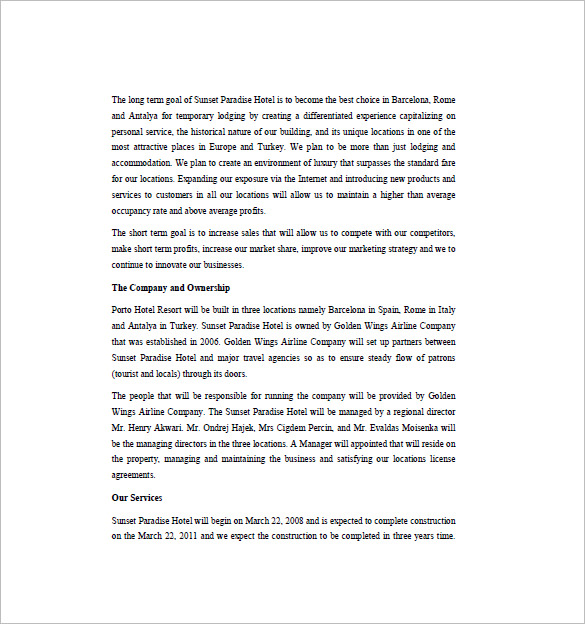 13+ Hotel Business Plan Templates - PDF, Google Docs, MS Word, Apple Pages