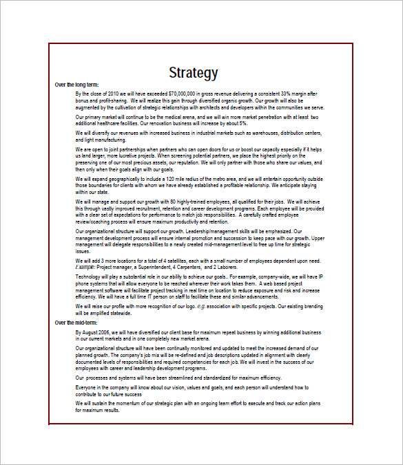 Free Construction Business Plan Template