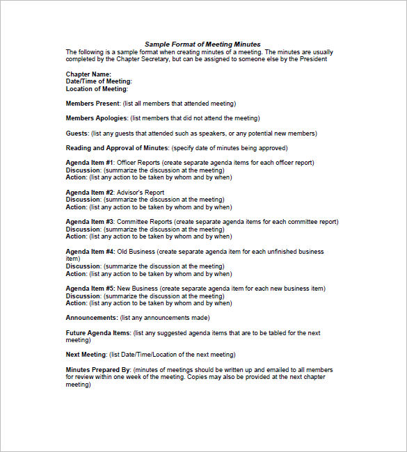 Board Meeting Minutes Template