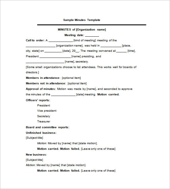 Minutes of Meeting Templates - 18+ Word, PDF Download