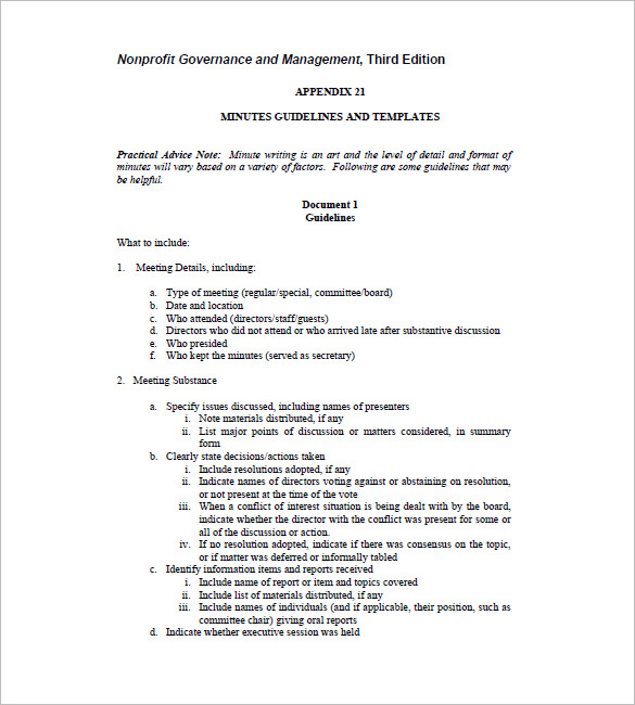 Committee Meeting Minutes Template
