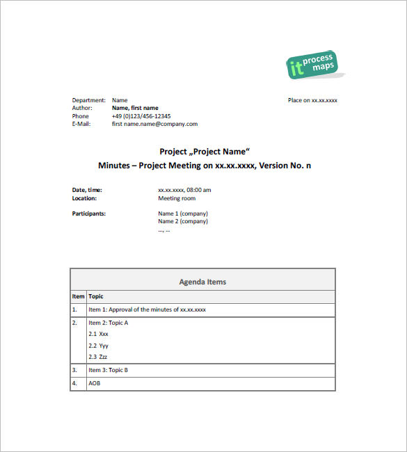 18+ Project Meeting Minutes Template -Google Docs, Word, Apple Pages