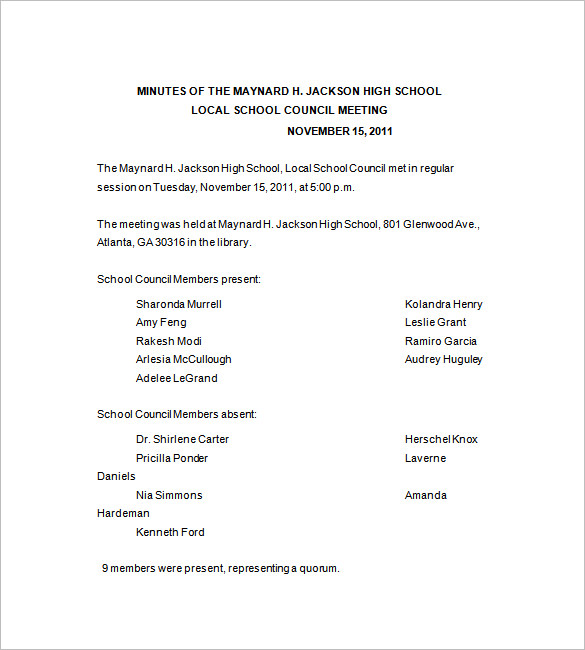 25 School Meeting Minutes Template Word Excel PDF Format Download