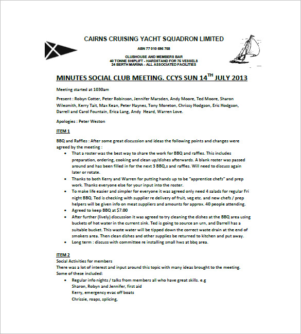 17+ Club Meeting Minutes Templates - DOC, Excel, PDF
