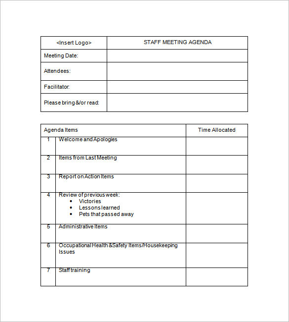 Staff Meeting Minutes Template 18 Free Word Excel PDF Format Download