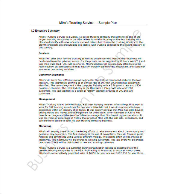 Trucking Plan Business Template 13 Word Excel PDF Format Download